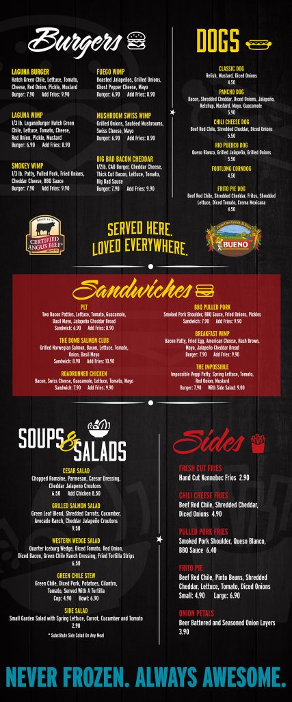 Laguna Burger 12th Street Menu | Best Green Chile Cheeseburger